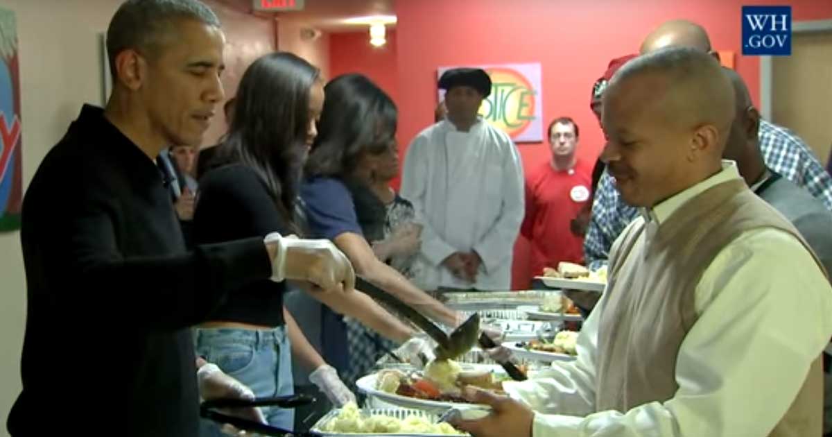 Watch: President Obama & Family Serves Thanksgiving Dinner
